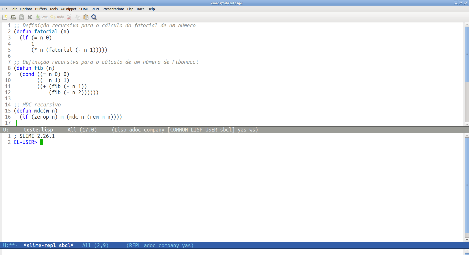 Ambiente de Desenvolvimento para Common Lisp: Emacs + SBCL + CMUCL + Quicklisp + utilitários ...