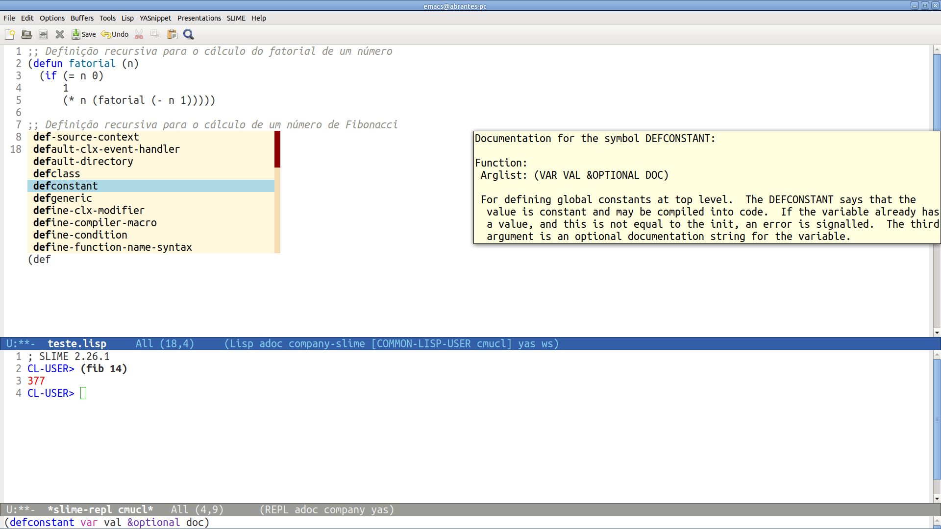 Ambiente de Desenvolvimento para Common Lisp: Emacs + SBCL + CMUCL + Quicklisp + utilitários ...